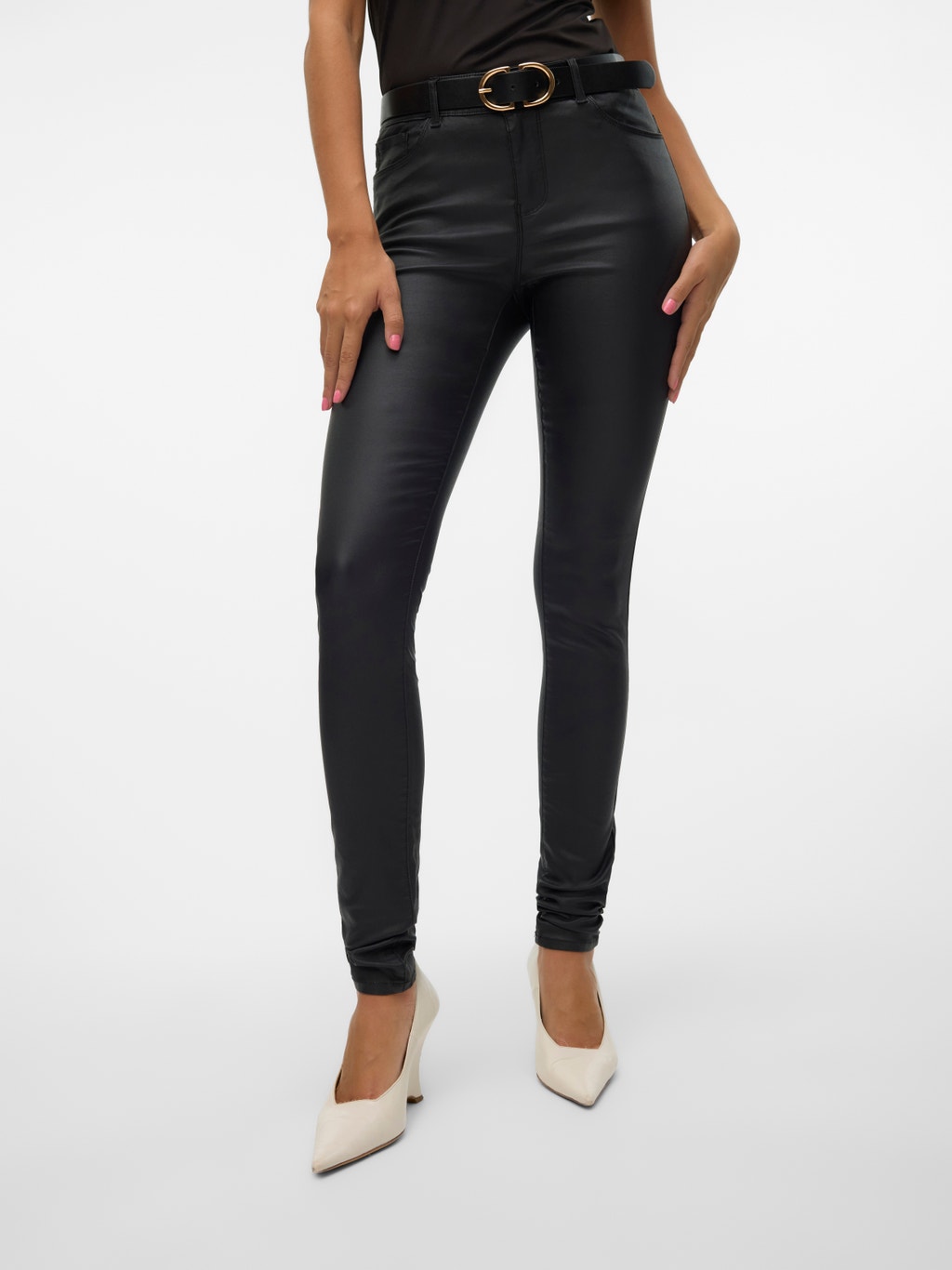 Slim Fit Middels høy midje Bukser | Black | Vero Moda®