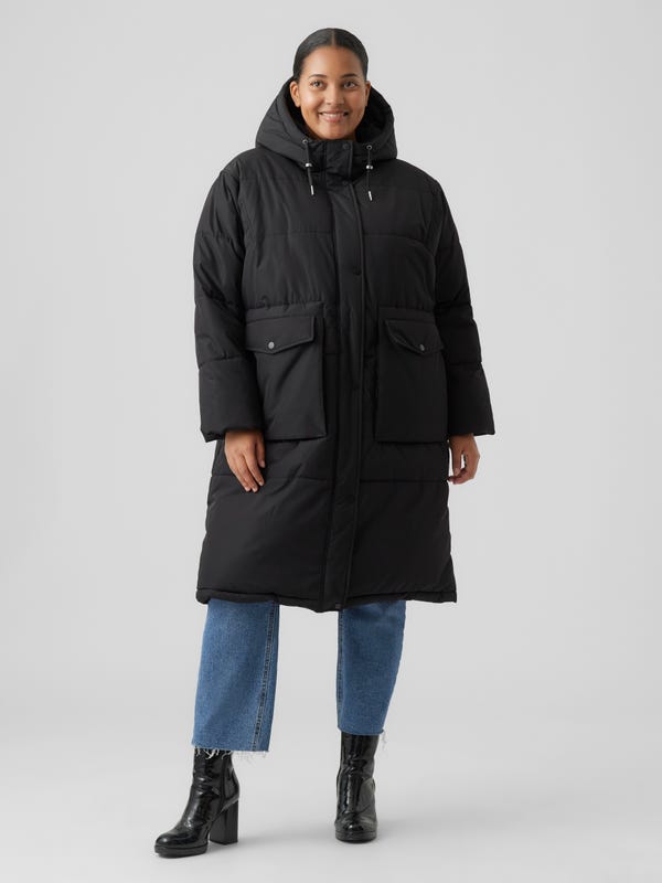 Hood Curve Elasticated cuffs Coat | Black | Vero Moda®