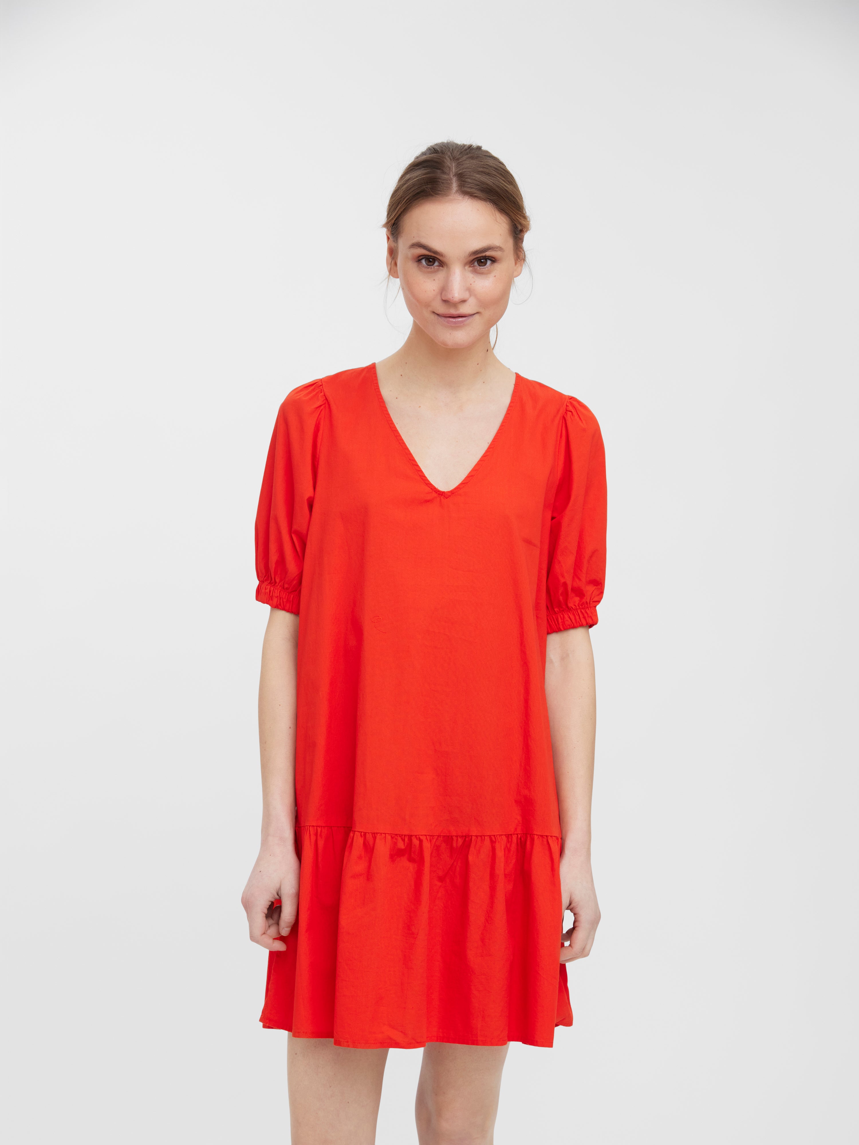 Standard fit O-hals Korte jurk | Medium Orange | Vero Moda®