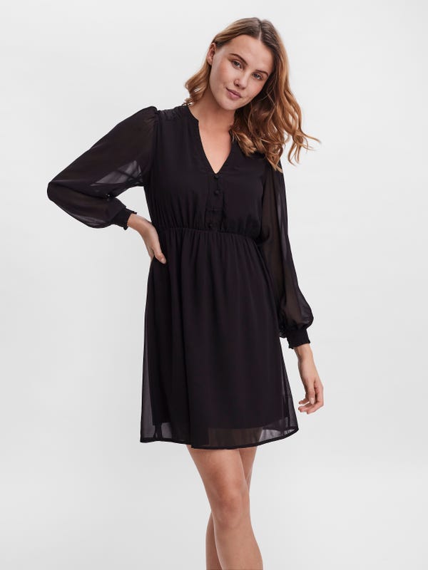 Regular Fit V-Neck Short dress | Black | Vero Moda®