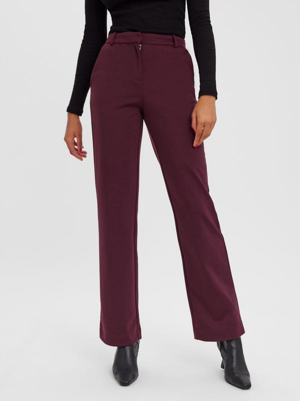 Slim Fit Middels høy midje Bukser | Black | Vero Moda®