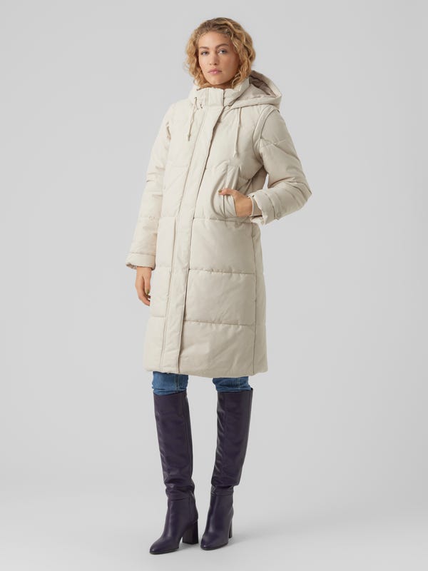 Hette med avtakbar kant i kunstpels Frakk | Light Brown | MAMA.LICIOUS®