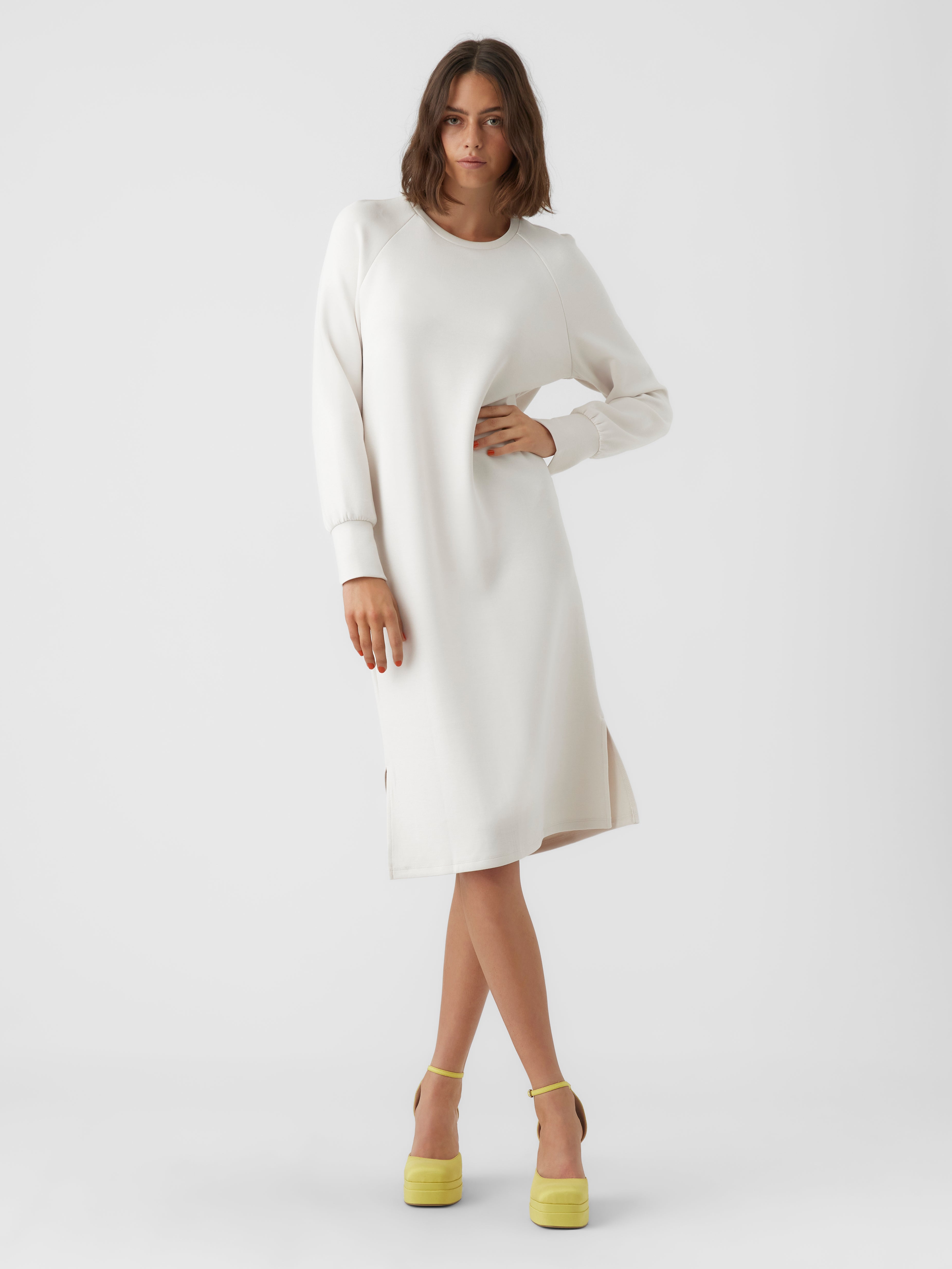 Loose Fit High neck Ribbed cuffs Dropped shoulders Short dress | Dark ...