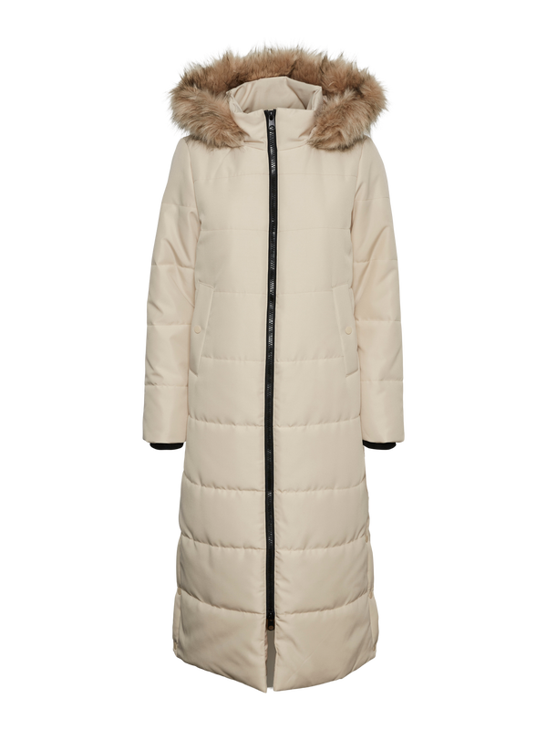 Hood with detachable faux fur edge Coat | Dark Blue | MAMA.LICIOUS®