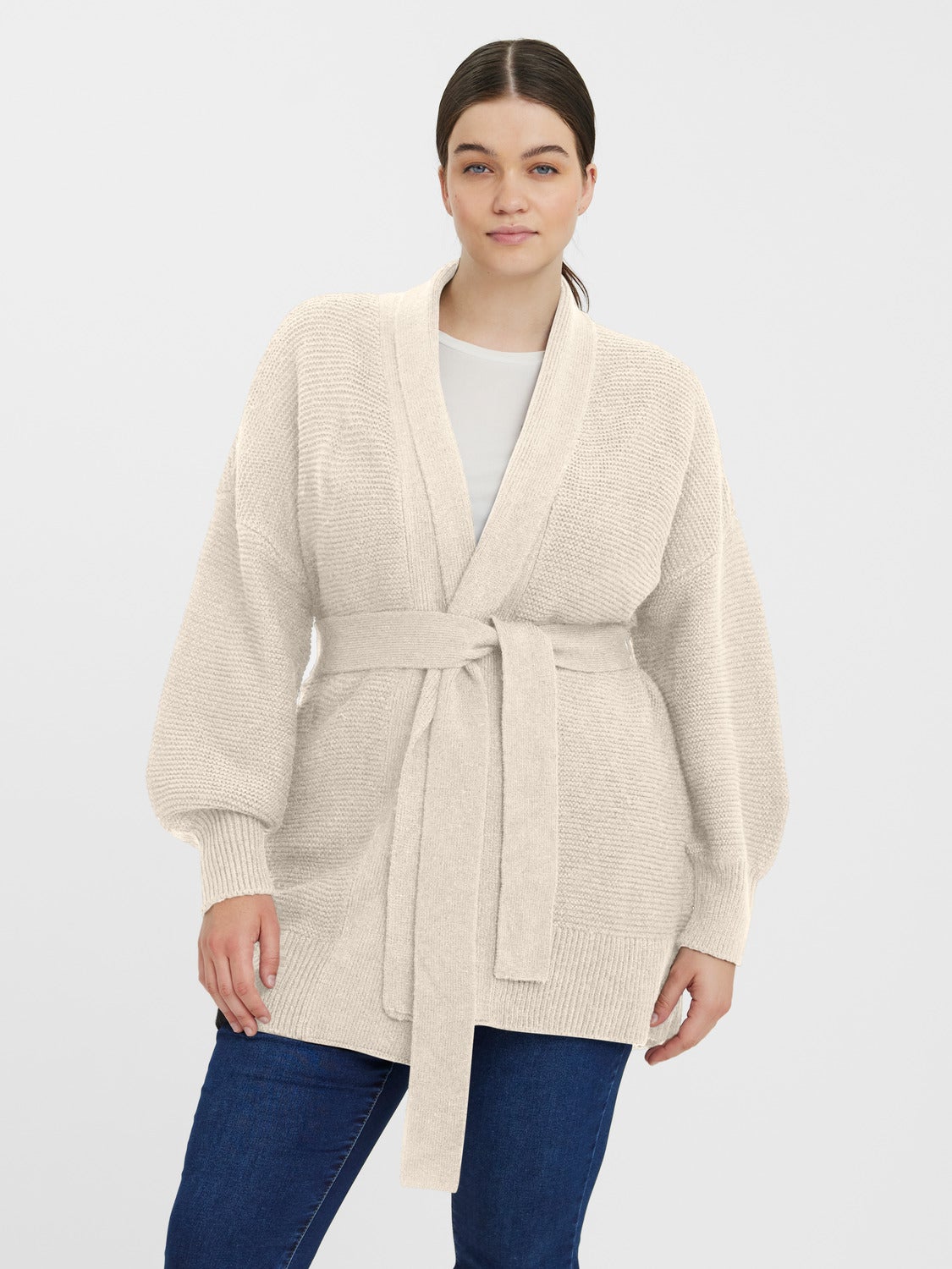 Shawl Curve Dropped shoulders Knit Cardigan | Light Grey | Vero Moda®