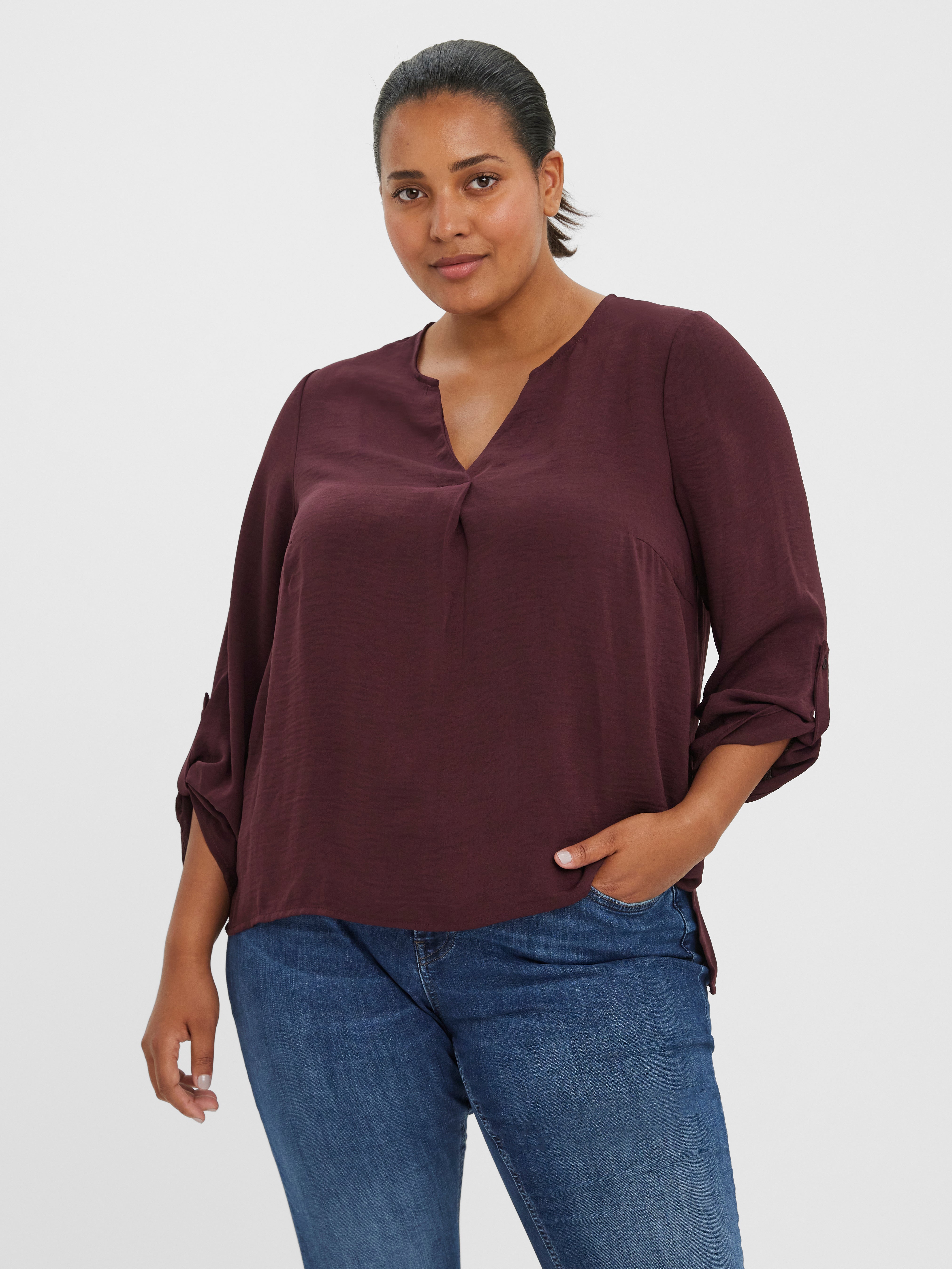 Normal geschnitten U-Boot Ausschnitt Curve Tief angesetzte Schulter Top ...