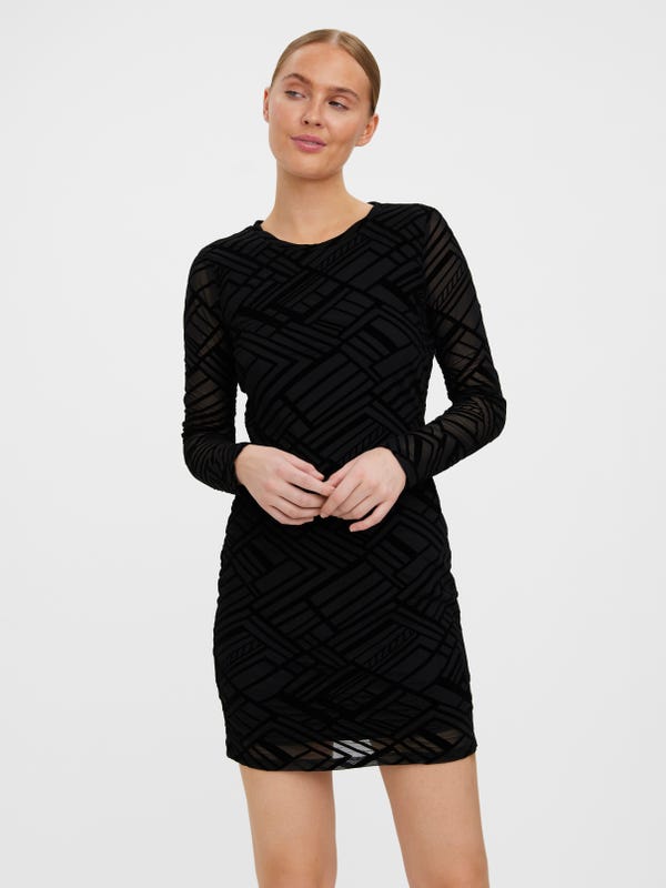 Regular fit O-hals Normale mouwen Korte jurk | Medium Grey | Vero Moda®