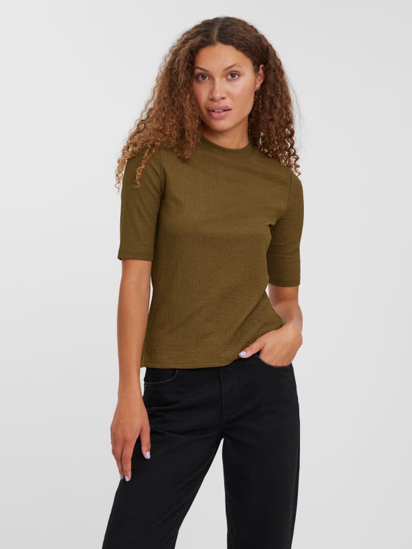 Normal passform U-ringning T-shirt | White | Vero Moda®