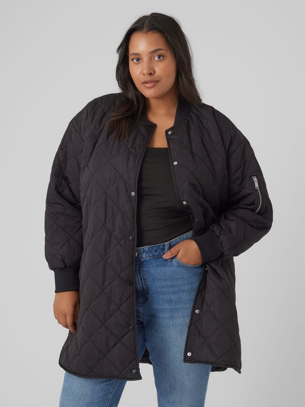 Hood Curve Ribbed cuffs Regular sleeves Coat | Black | Vero Moda®