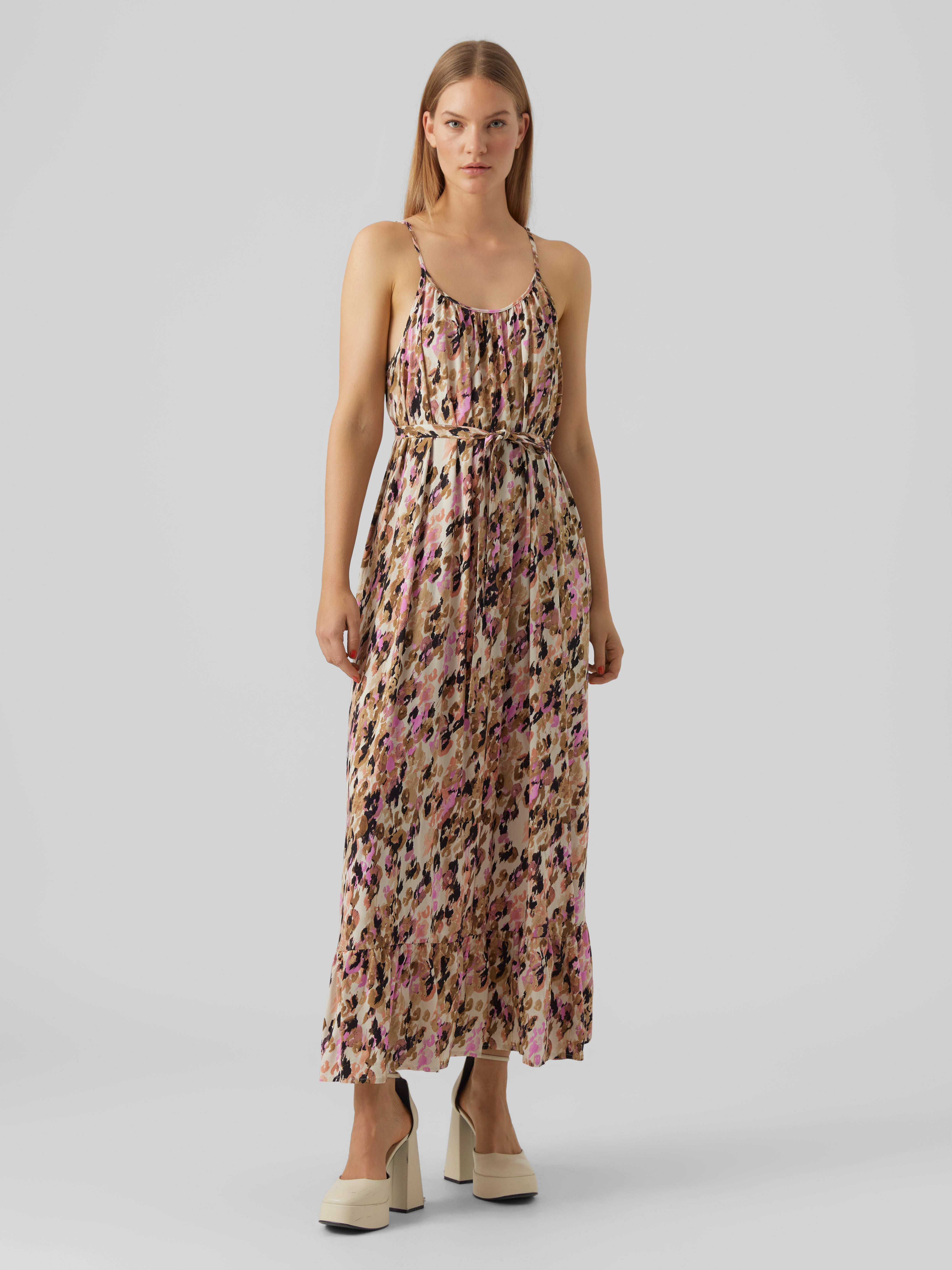 Vestito lungo Relaxed Fit Scollo a V Polsini alti Maniche a palloncino ...