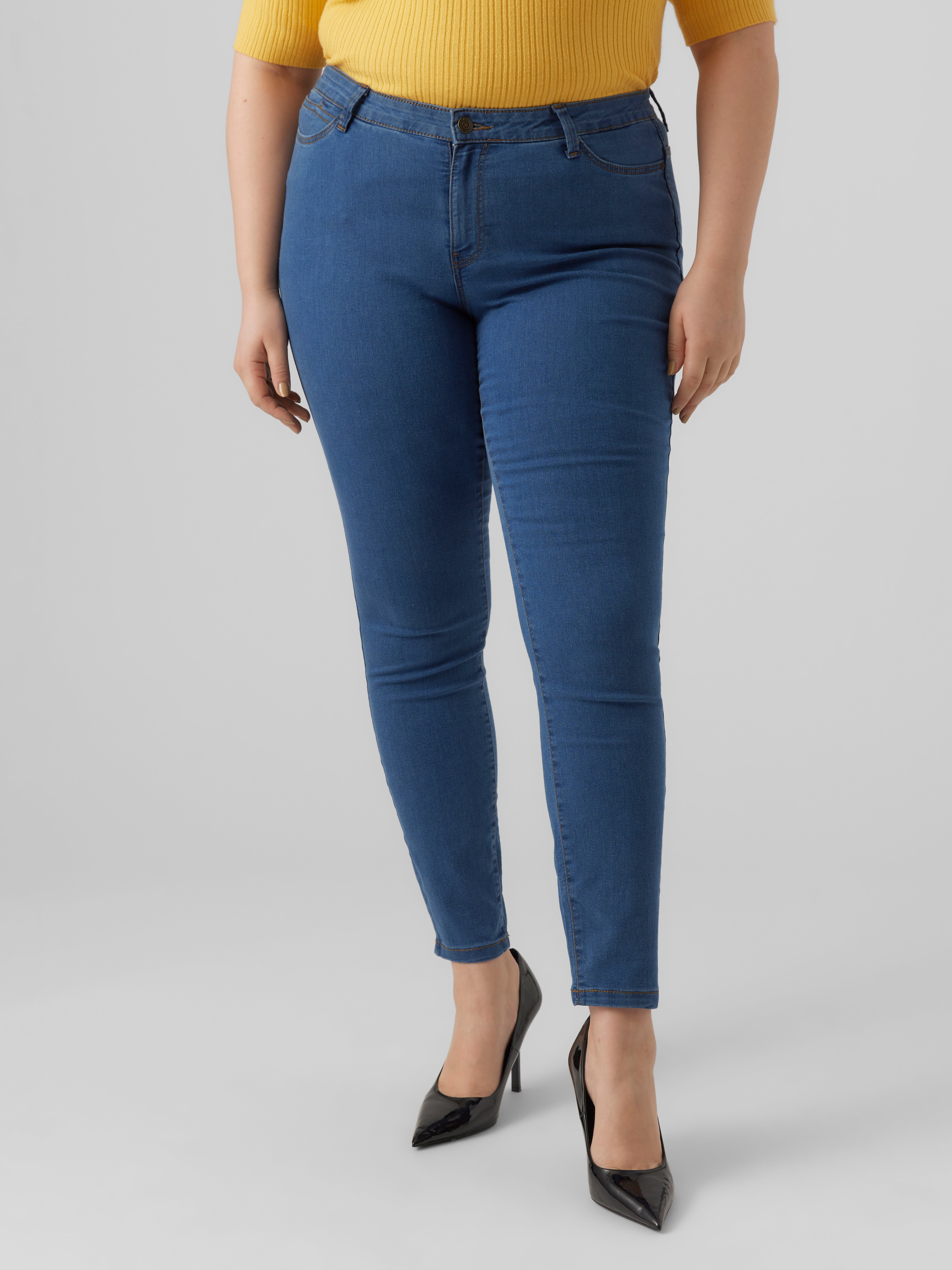 VMRUDY Middels høy midje Slim Fit Jeans | Medium blå | Vero Moda®