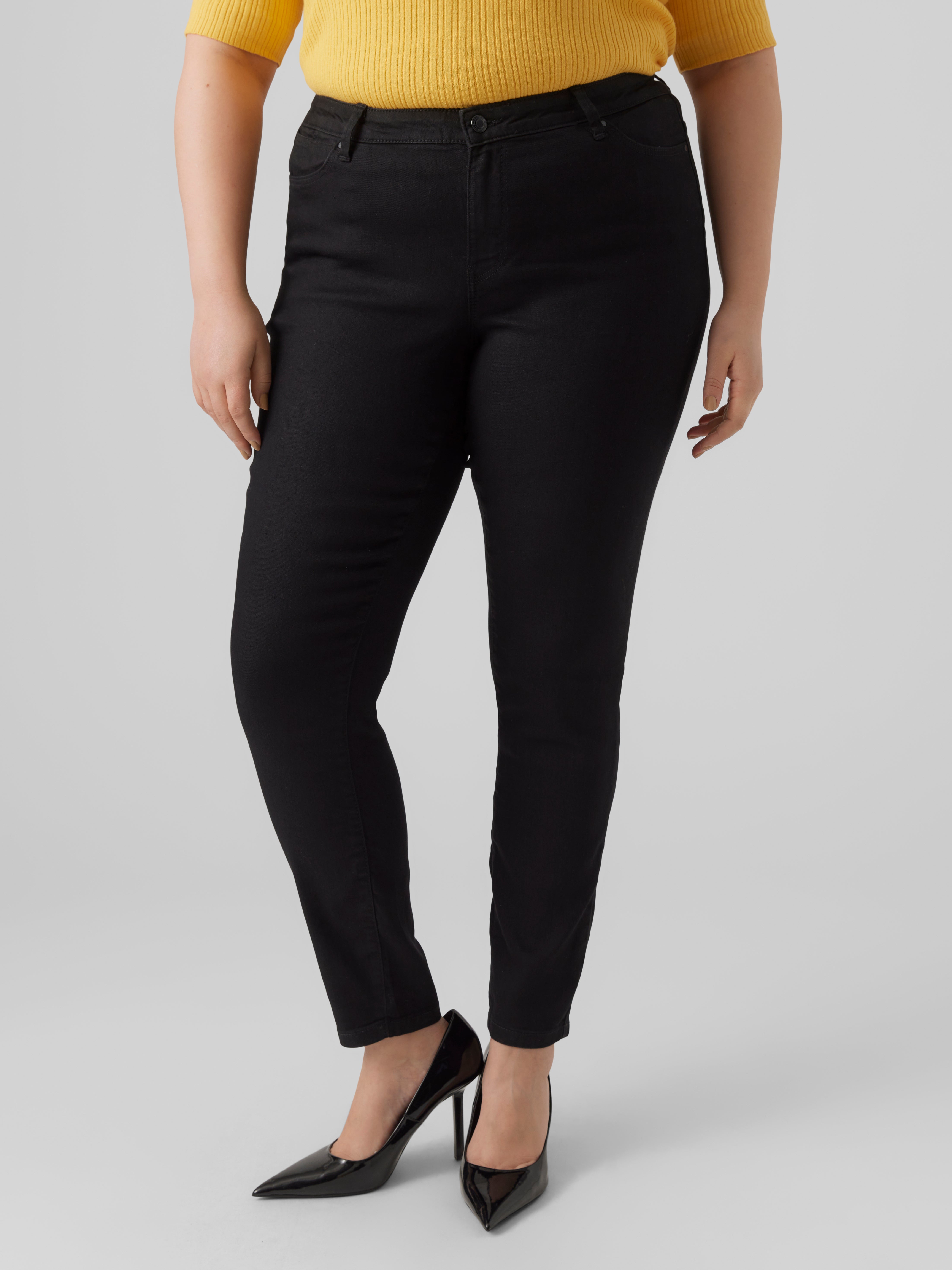 Slim Fit Middels høy midje Curve Jeans | Sort | Vero Moda®