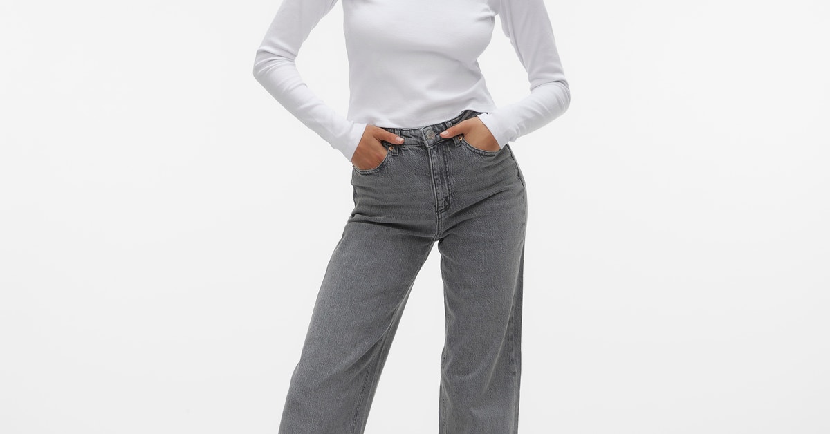 VMTESSA Høj talje Wide fit Jeans | Mellemgrå | Vero Moda®