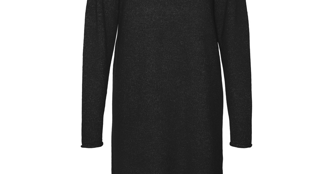 Loose fit Hoge hals Curve Geribde mouwuiteinden Verlaagde schoudernaden ...