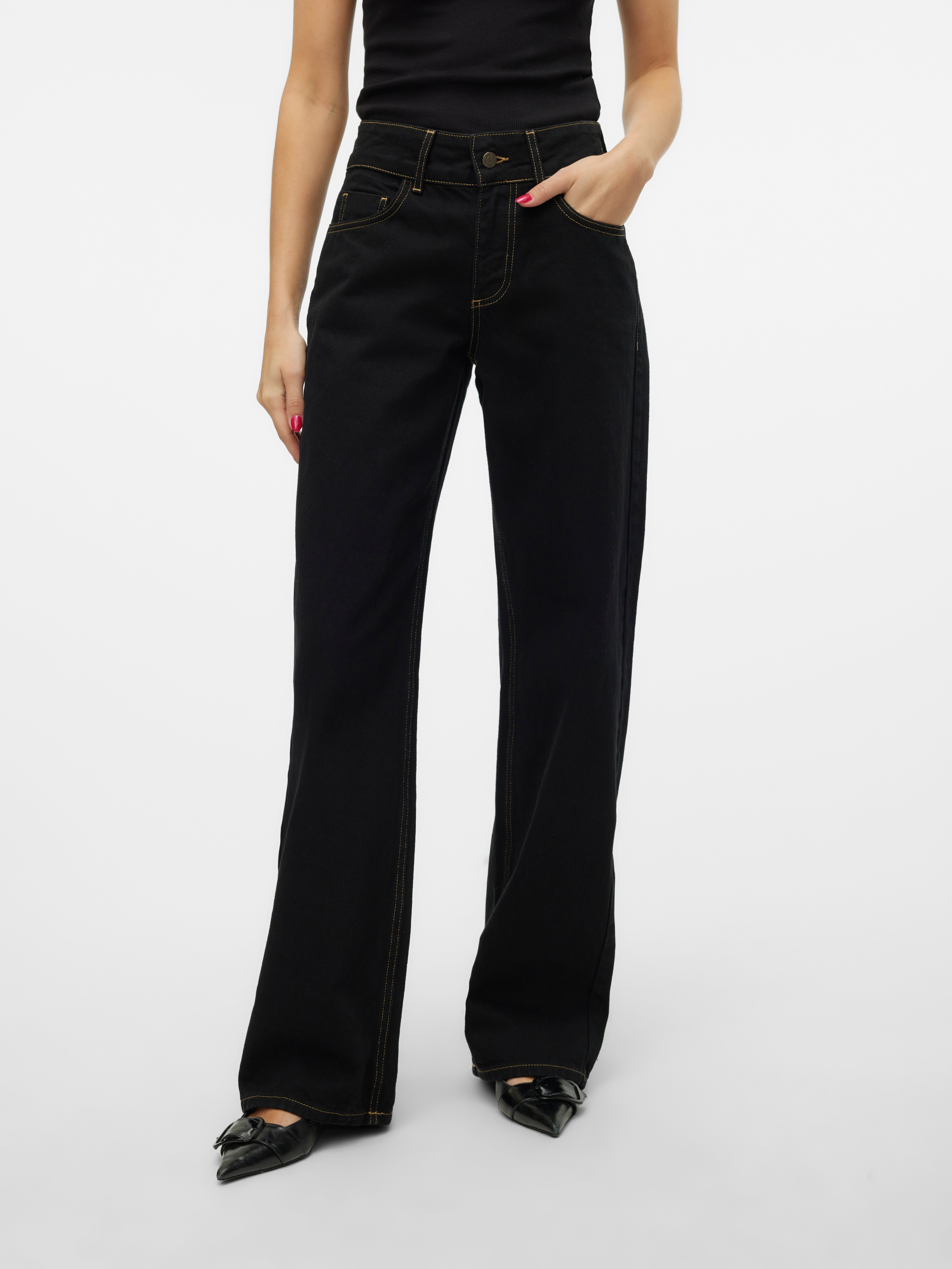 SNRANCY Mellemhøj talje Wide fit Jeans | Sort | Vero Moda®