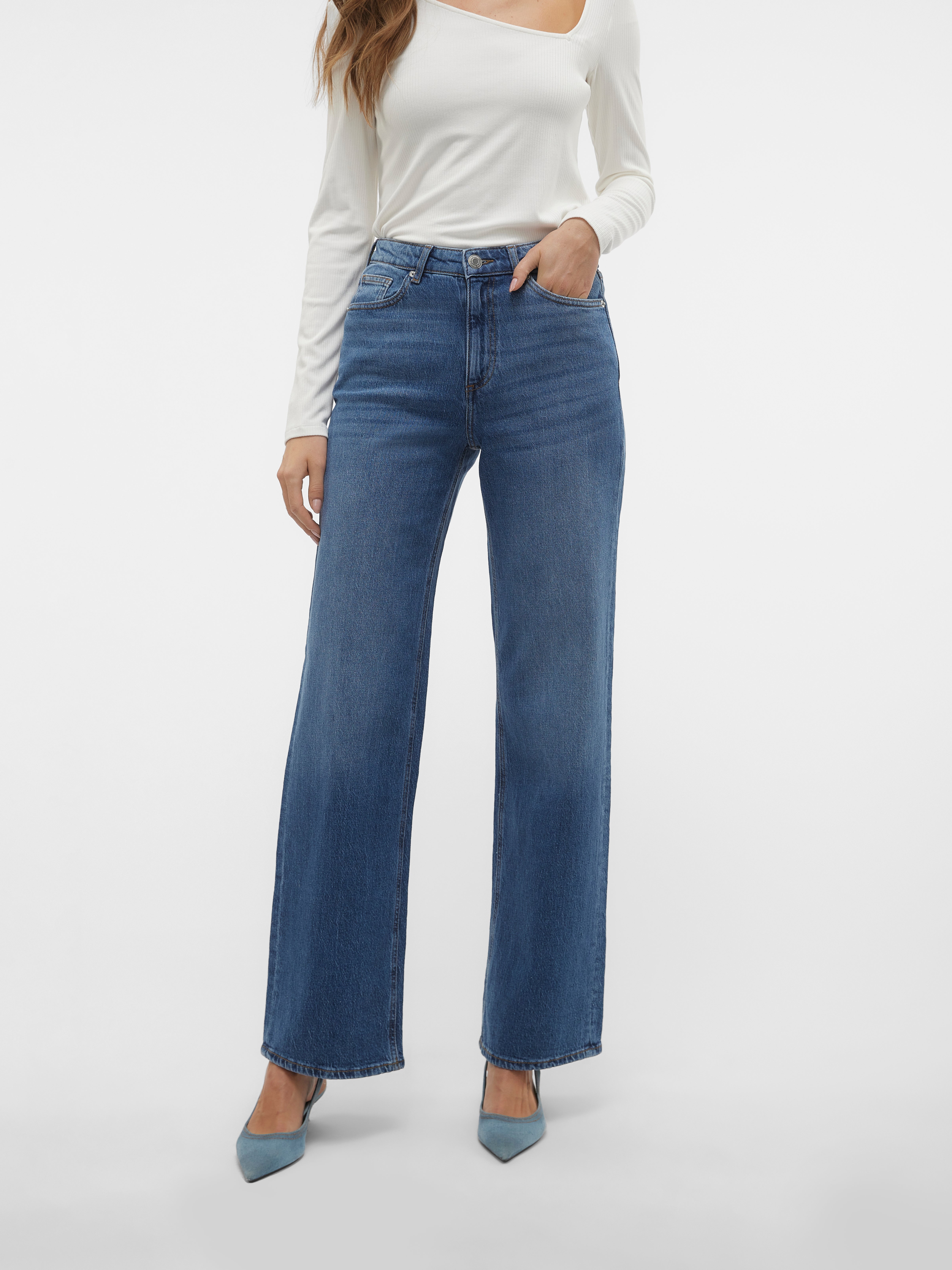 VMTESSA High rise Wide Fit Jeans | Medium Blue | Vero Moda®