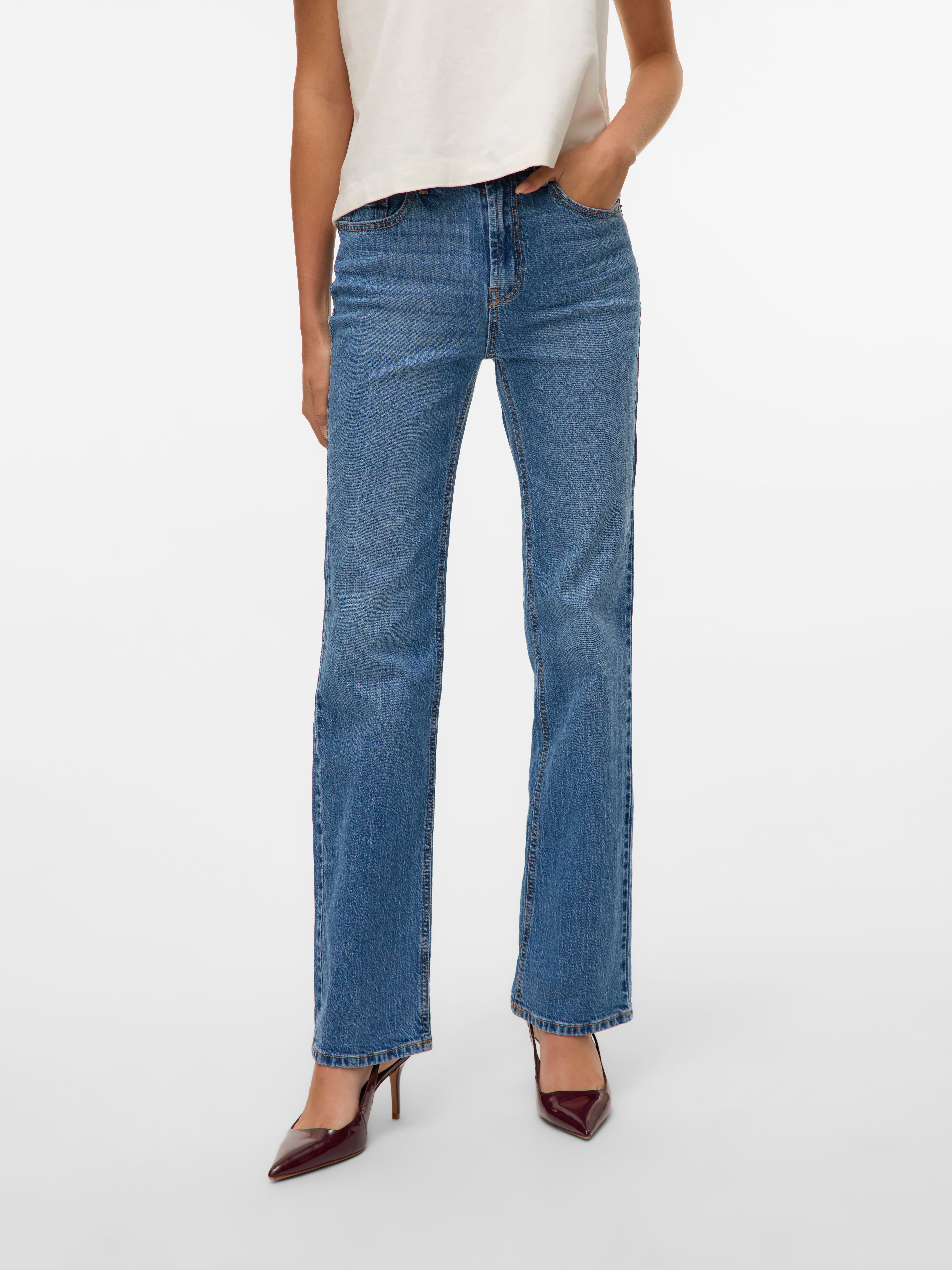 VMTESSA High rise Straight Fit Jeans | Medium Blue | Vero Moda®