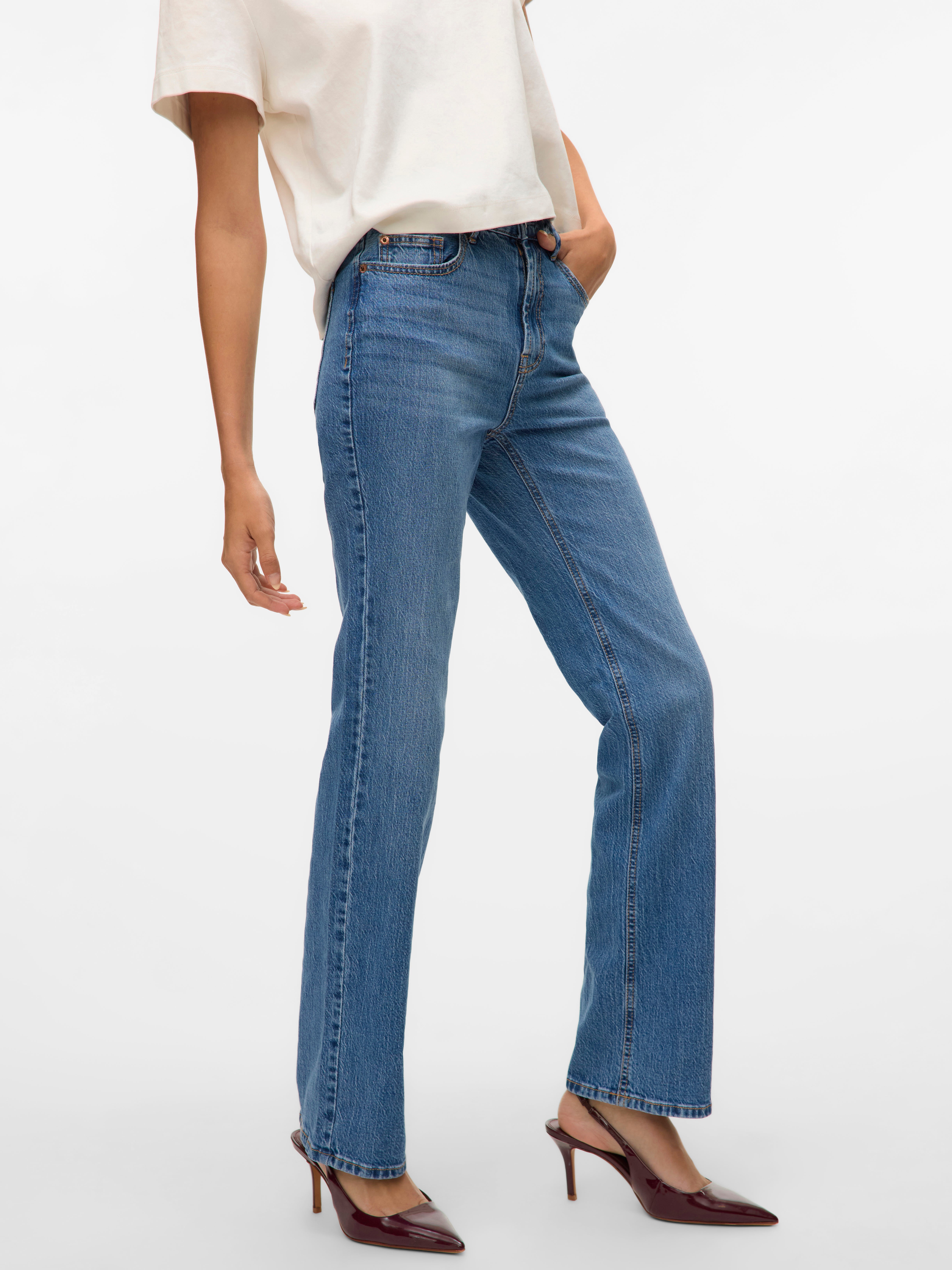 VMTESSA High rise Straight Fit Jeans | Medium Blue | Vero Moda®