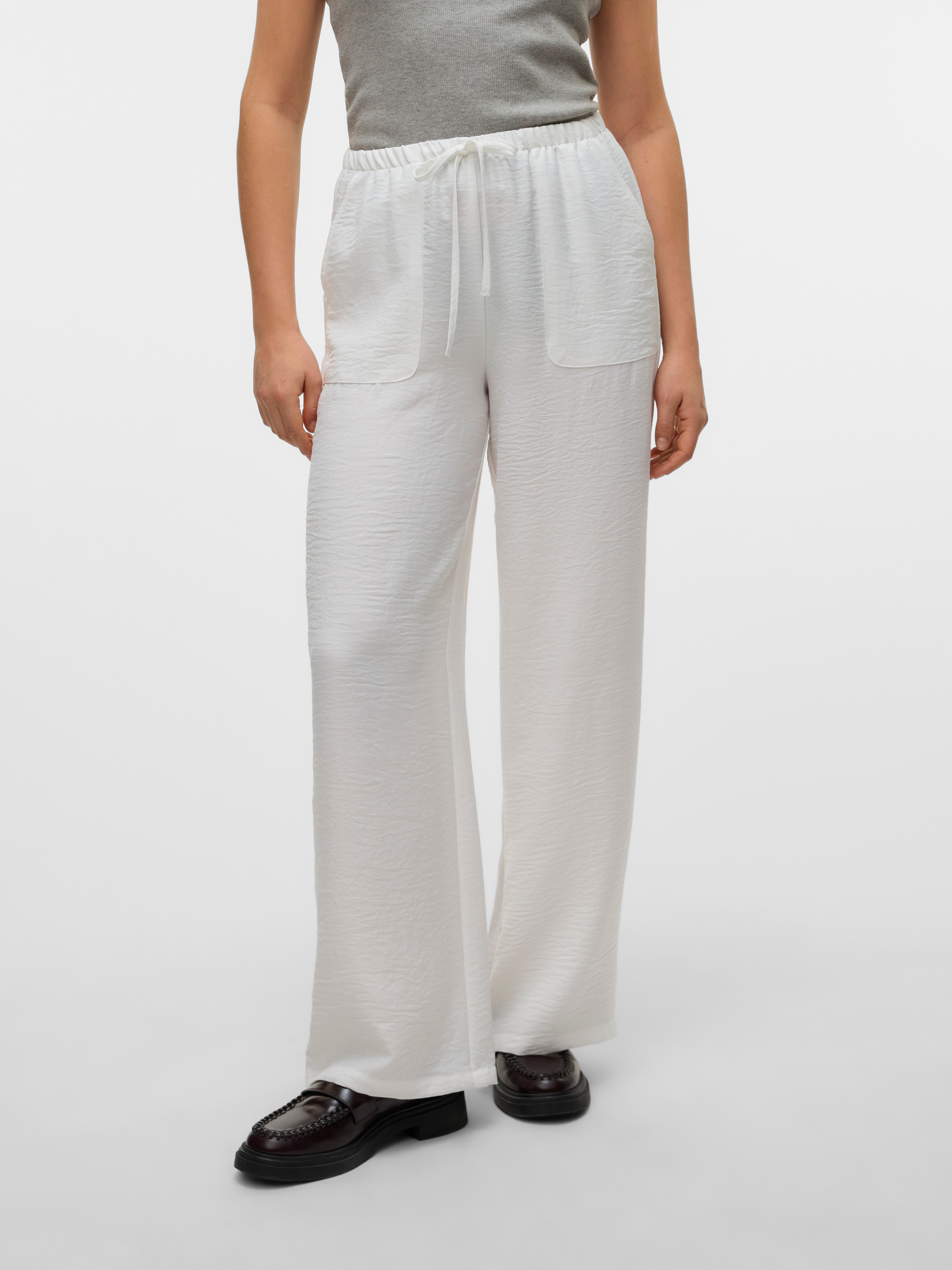VMMELANEY Høy midje Bukser | White Clear | Vero Moda®