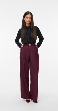VMHAILEY Høy midje Bukser | Mørk lilla | Vero Moda®