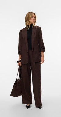 VMHAILEY Høy midje Bukser | Mørk brun | Vero Moda®