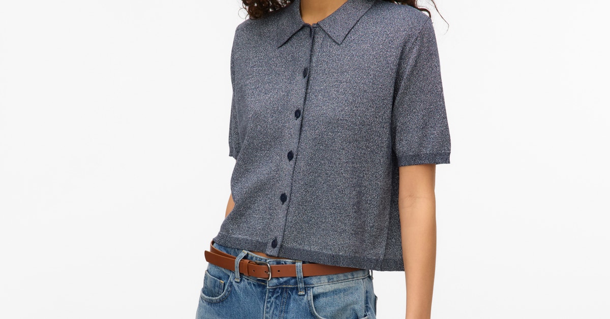 VMHAPPYSHINE Knitted Polo-Shirt | Dark Blue | Vero Moda®