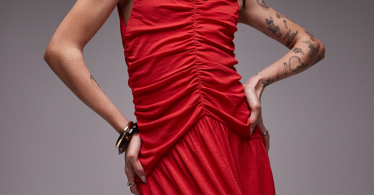 TOPSHOP Langes Kleid | Mittelrot | Topshop®