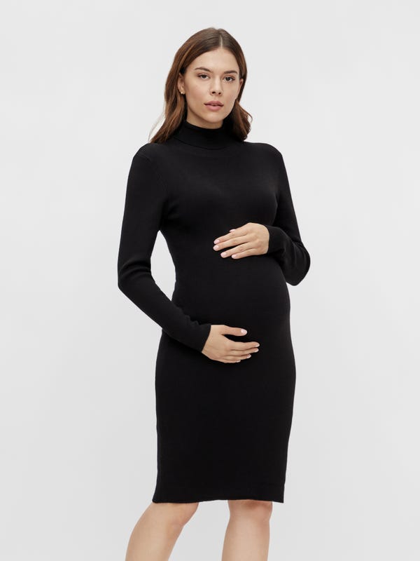 Bodycon Fit V-ringning Kort klänning | Black | MAMA.LICIOUS®