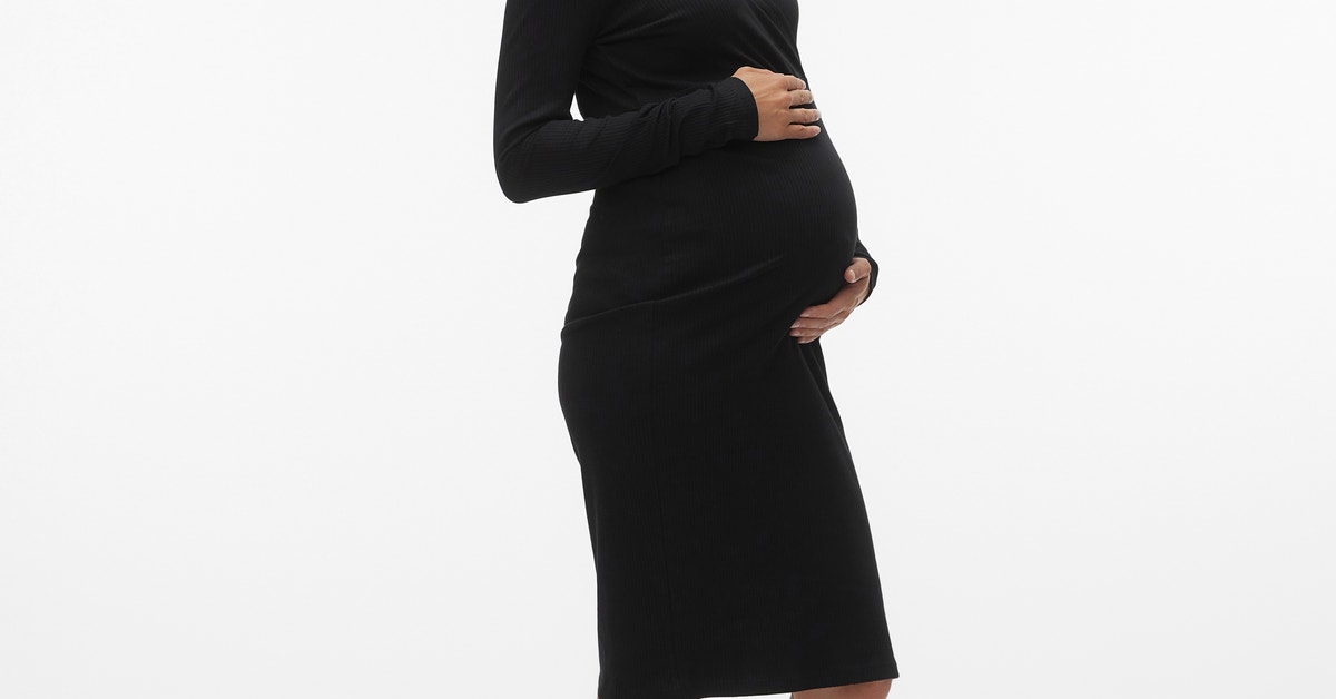 Robe courte Bodycon Fit Col en V | Noir | MAMA.LICIOUS®