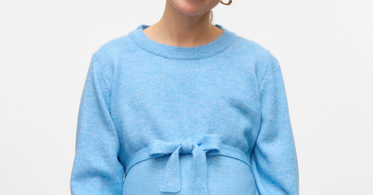 Pull-overs Regular Fit Col rond | Bleu moyen | MAMA.LICIOUS®